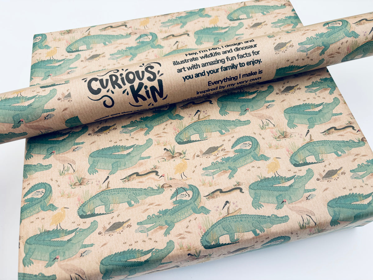 Kakadu Croc Recycled Kraft Wrapping Paper | Curious Kin – planetwrapit