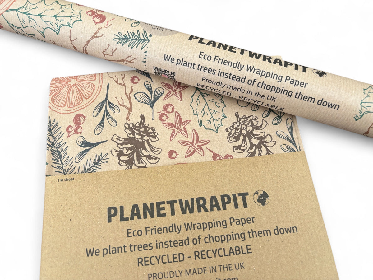 Christmas Pine Gift Wrap | Recycled Kraft Wrapping Paper – planetwrapit