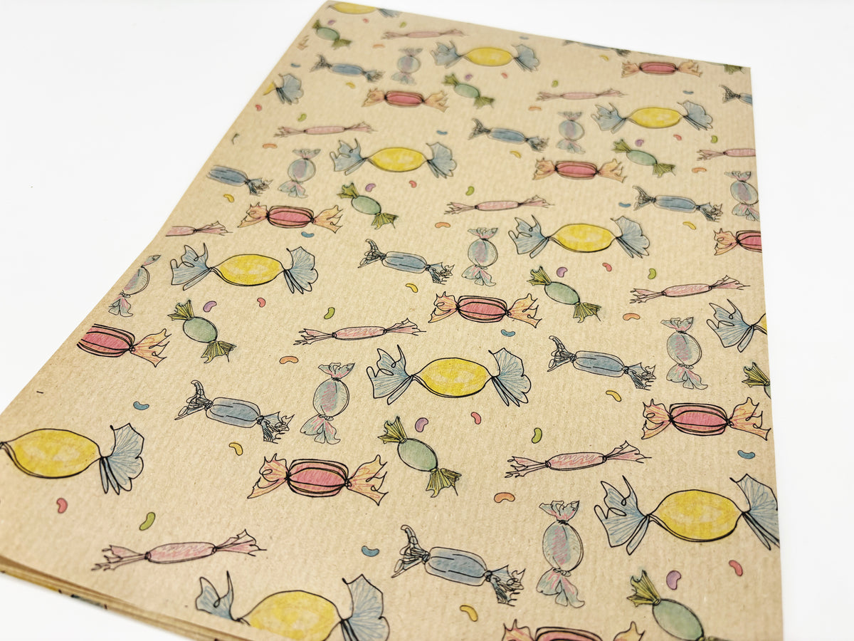 Sweets Recycled Kraft Wrapping Paper | Eco friendly Gift Wrap ...