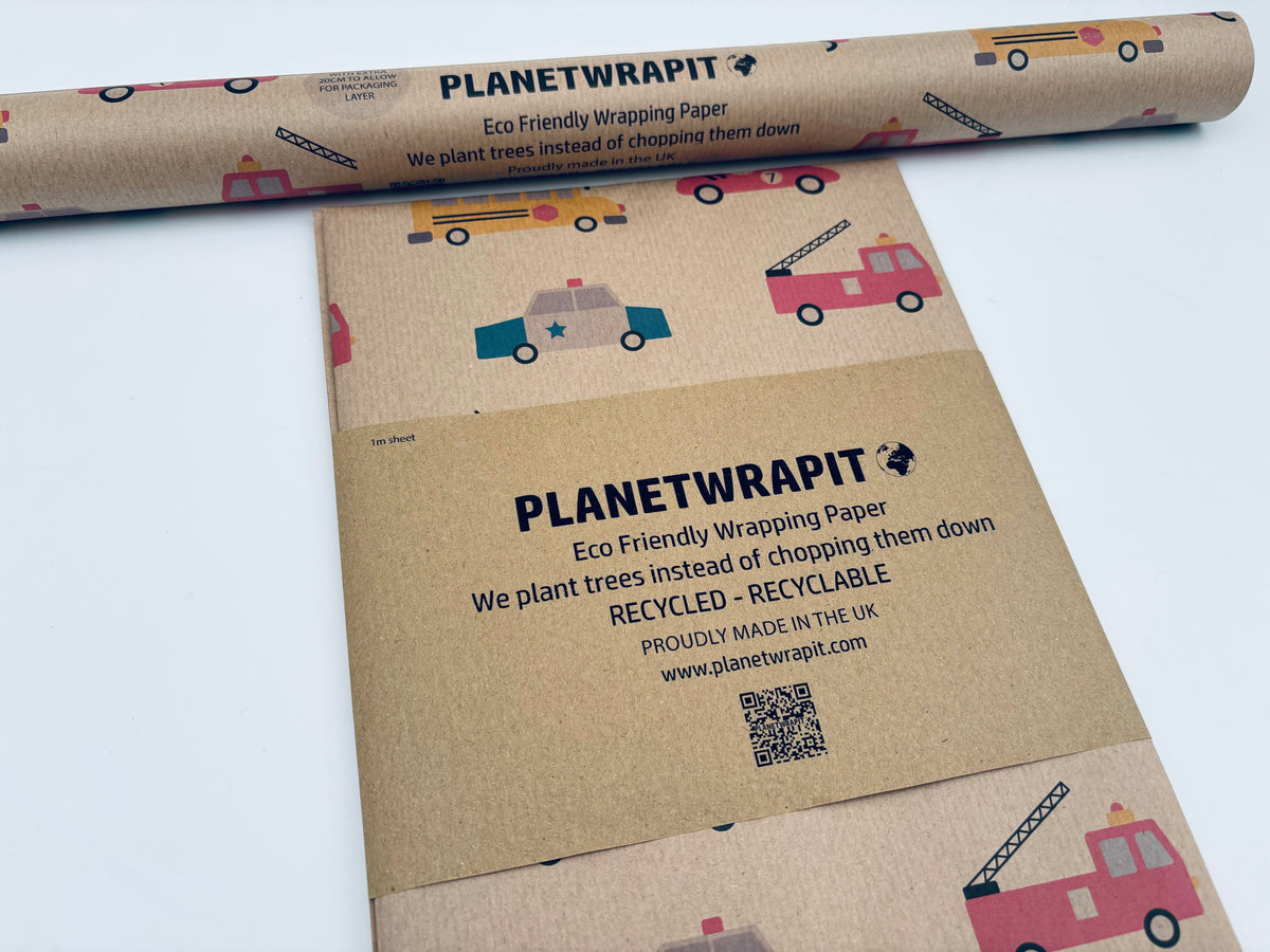 Vehicles Recycled Wrapping Paper | Eco friendly Gift Wrap – planetwrapit