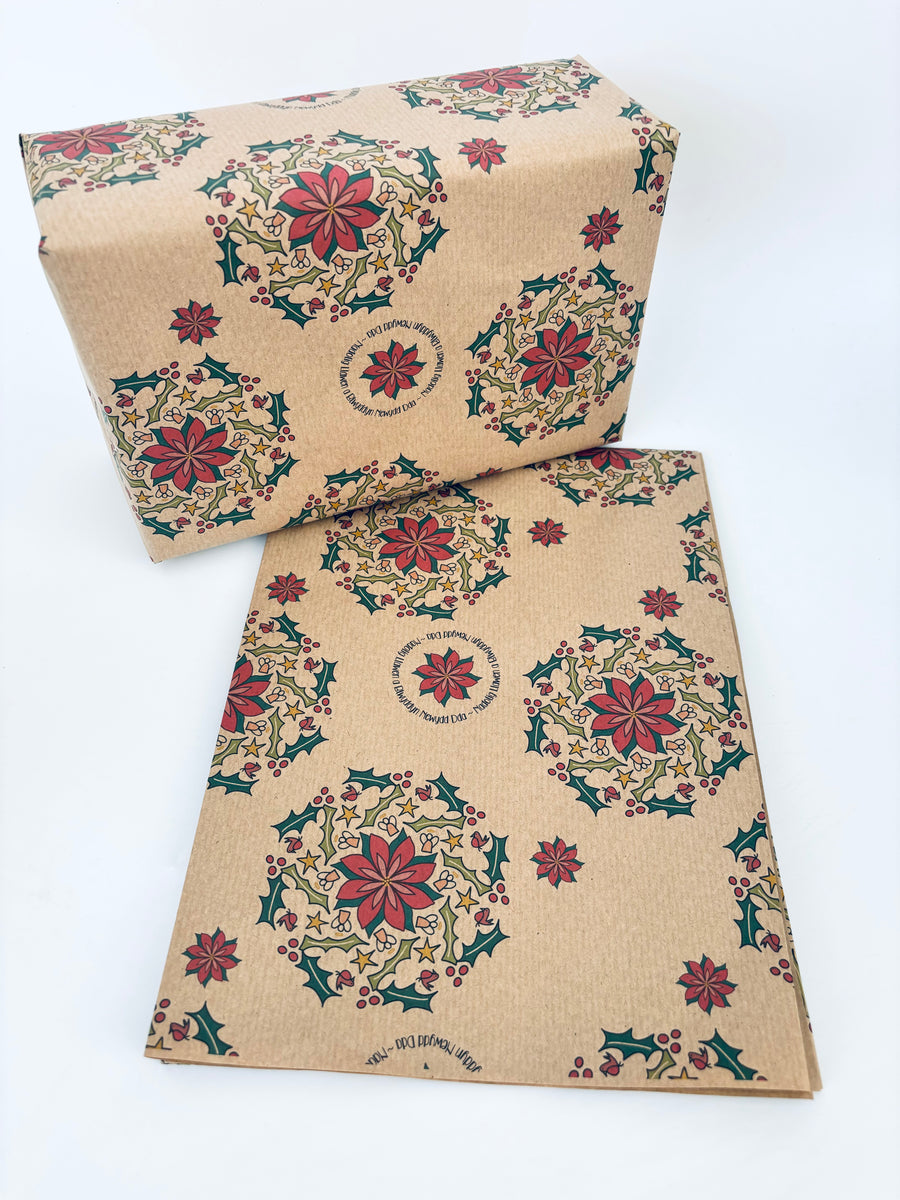Welsh Nadolig Lllawen Gift Wrap | Recycled Kraft Wrapping Paper ...