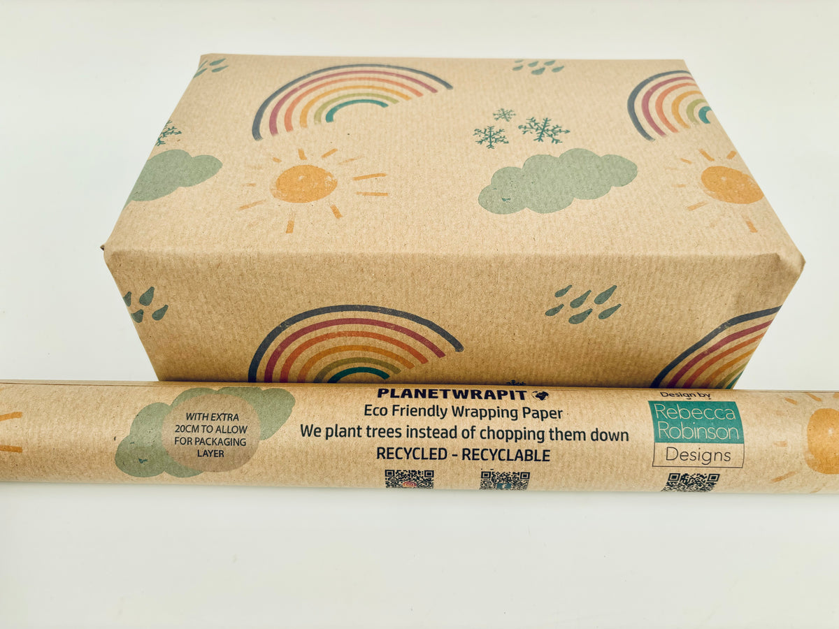 Happy Weather Recycled Kraft Wrapping Paper | Eco friendly – planetwrapit