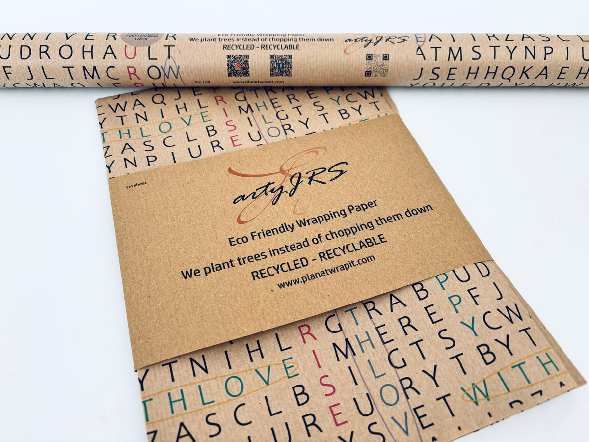 Interactive Wordsearch Recycled Kraft Wrapping Paper | Eco friendly ...