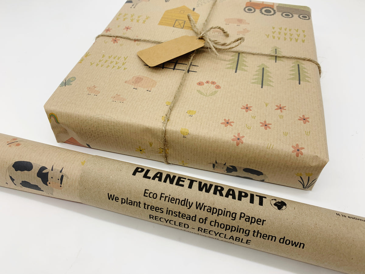 Farm Animals Recycled Wrapping Paper | Eco friendly Gift Wrap ...