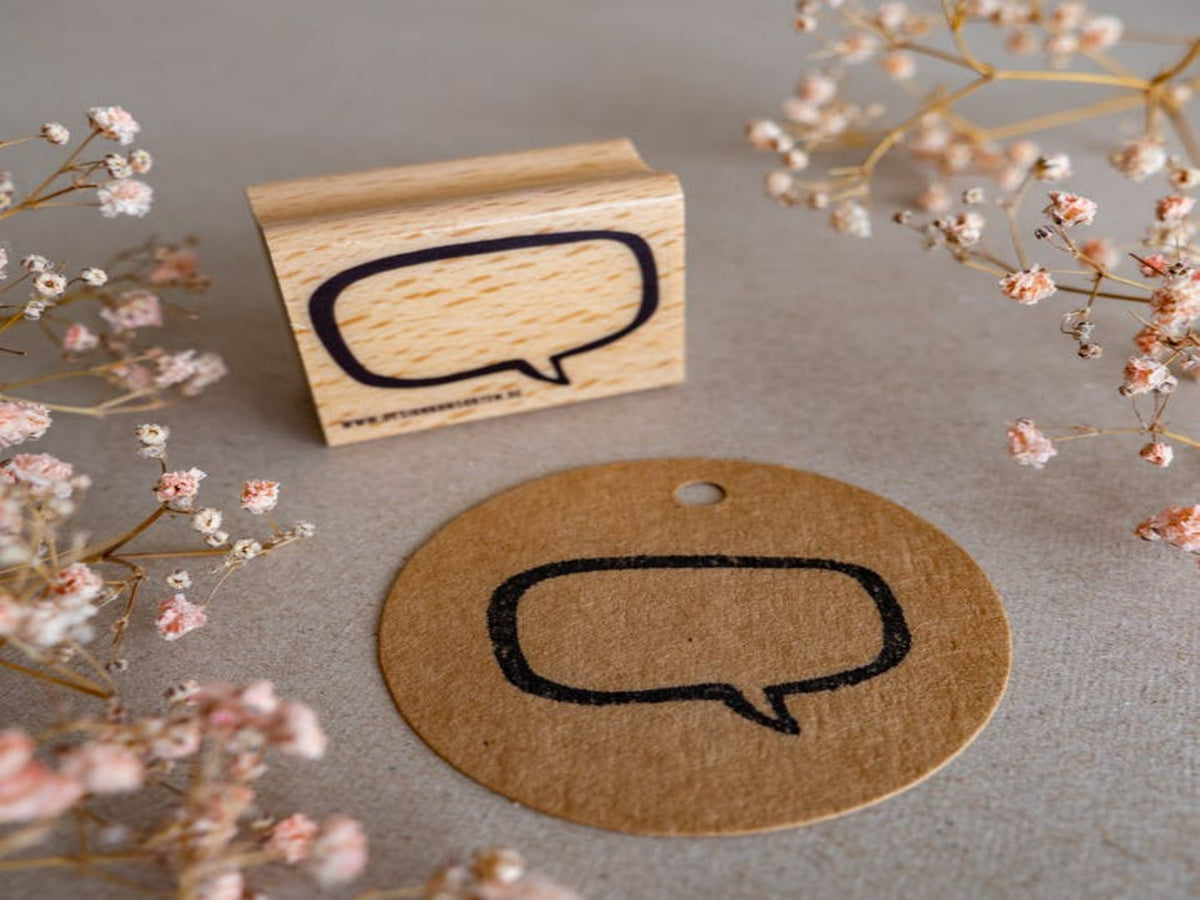 Wooden Speech Bubble Stamp | Eco friendly Gift Wrap – planetwrapit